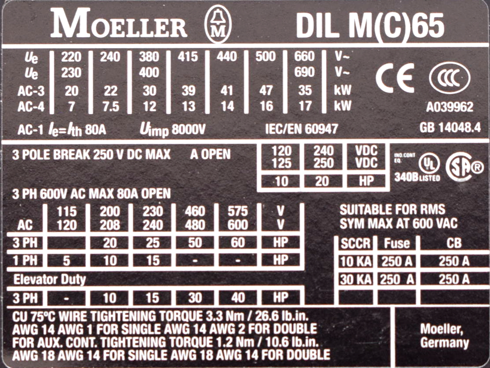Moeller xStart DILM 65 Leistungsschütz Überlastschutz Lastschütz 30 kW ...