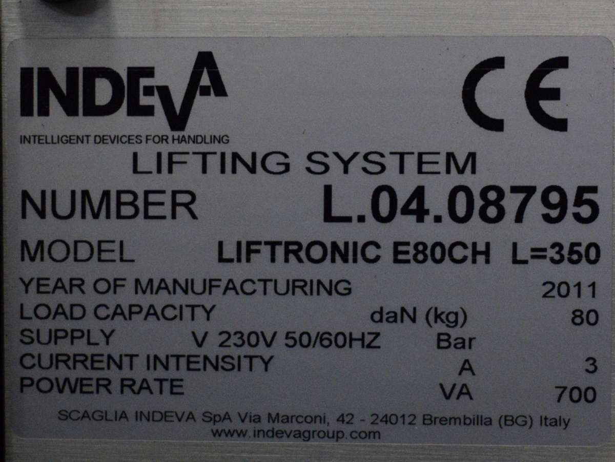 Indeva Liftronic Easy E80CH Kran Lifting System Montagehilfe Hallenkran ...