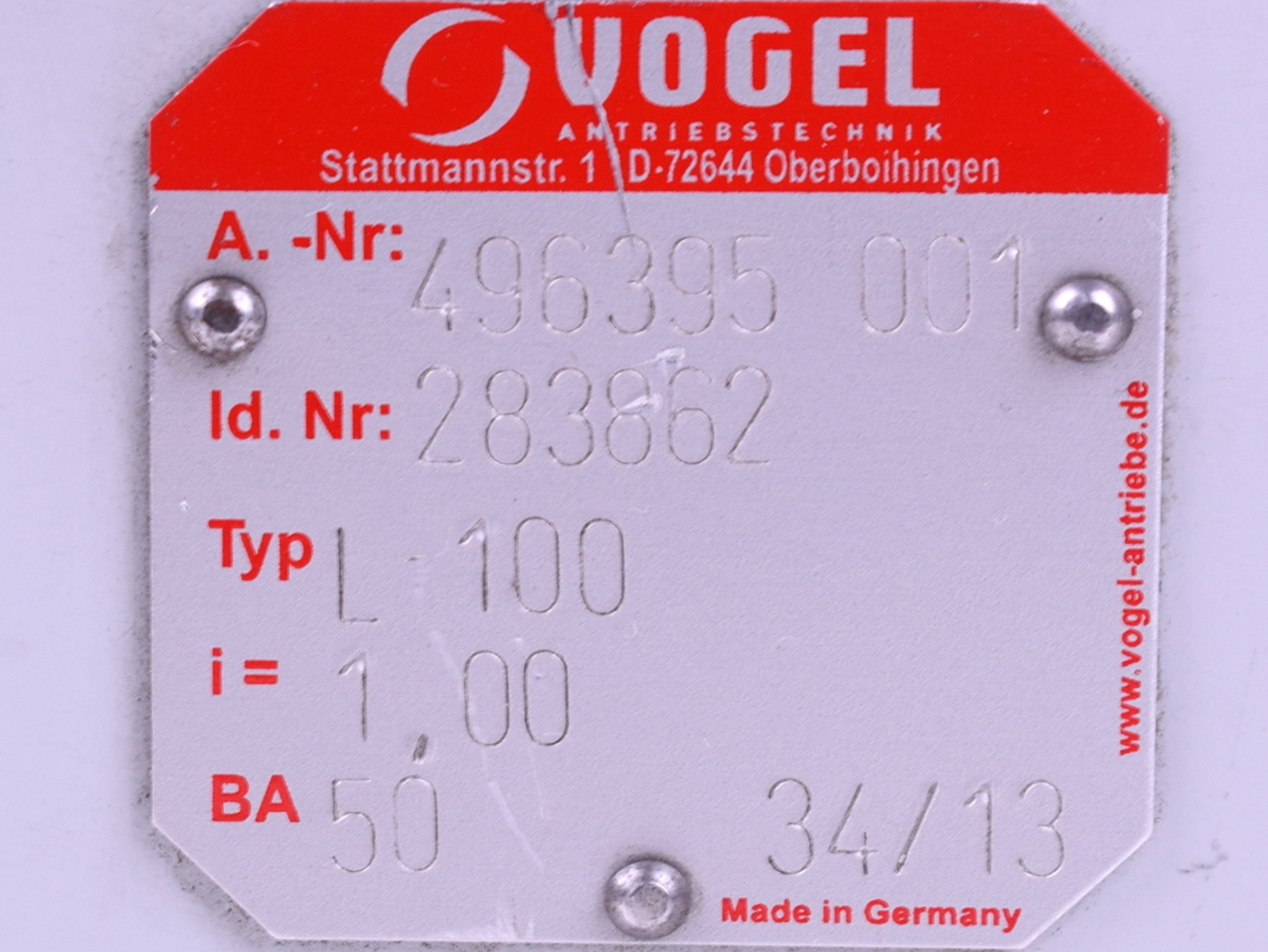 Vogel Winkelgetriebe L 100 Getriebe 496395 Kegelradgetriebe 2,3 kW ...