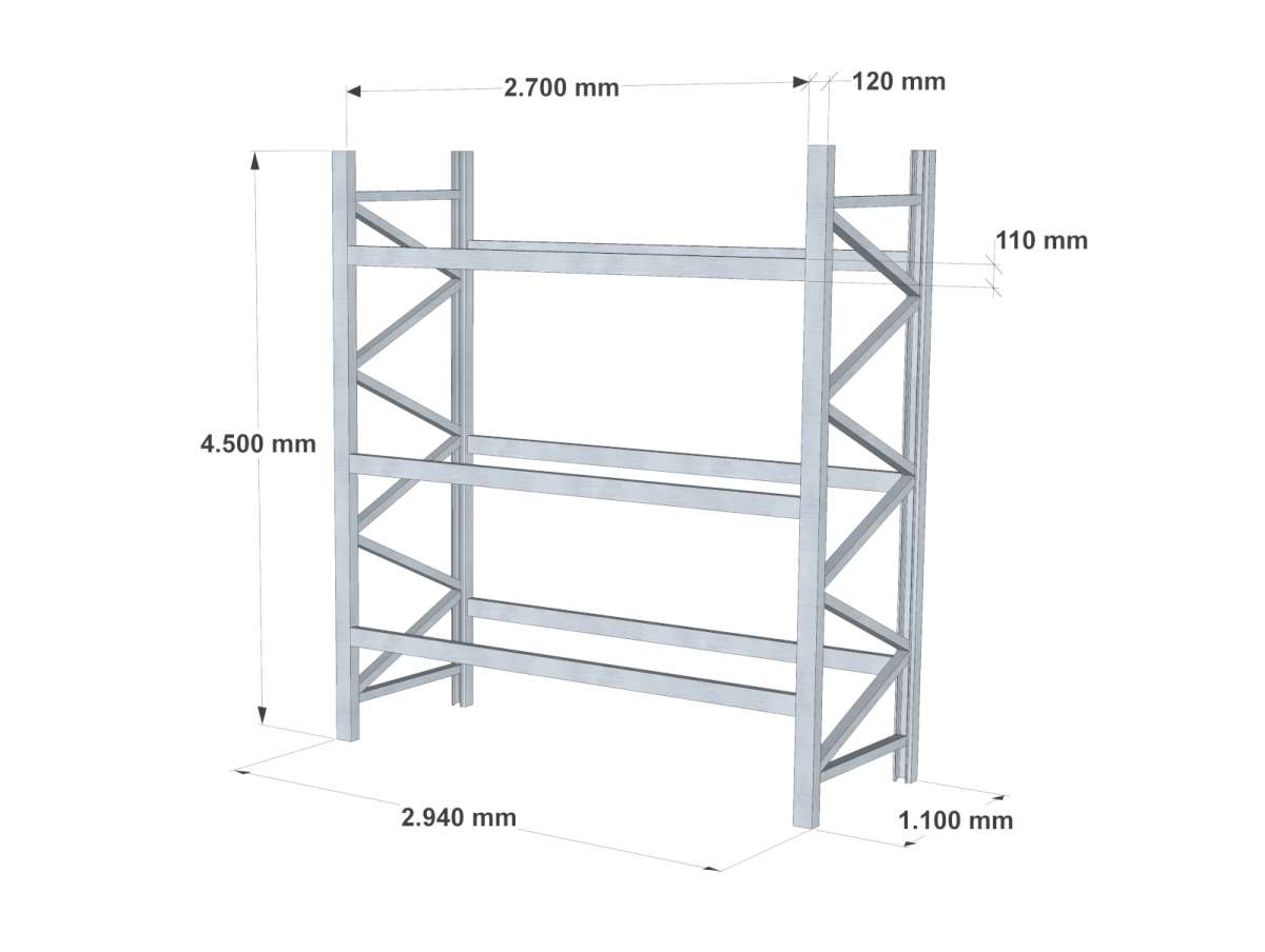 Dexion P90 H 4,5 m Palettenregal gebraucht Hochregal Schwerlastregal ...