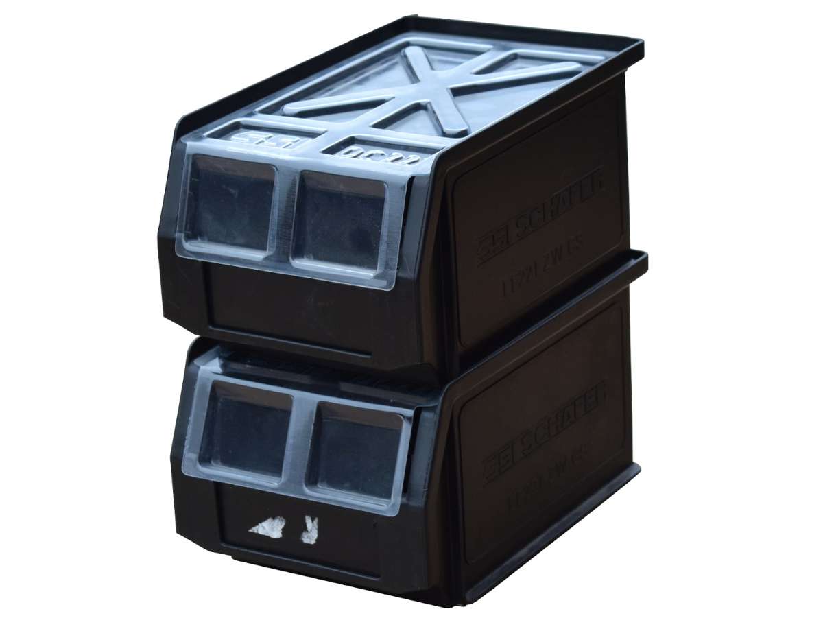 250x SSI Schäfer LF221 ZW CS Sichtlagerkasten schwarz Staubdeckel Industriebox